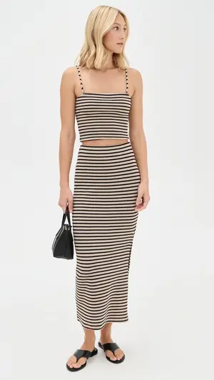Z Supply Striped Knit Midi Skirt - Putty