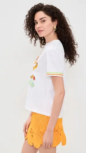 Celiab Fruit Print T-shirt With Beaded Embellishments