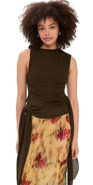 GANNI Marl Mesh Tank Top - Demitasse