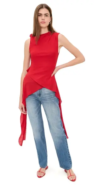 GANNI Marl Mesh Tank Top - Goji Berry