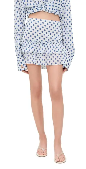 CONIGLIO PALM BEACH Mini Skirt With Drawstring Waist - Pacific Dot