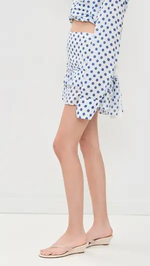 CONIGLIO PALM BEACH Mini Skirt With Drawstring Waist - Pacific Dot
