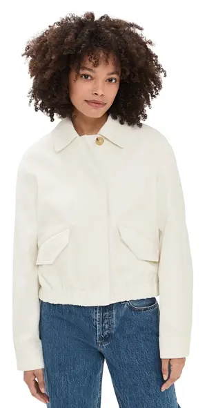 Vince Cotton Bomber Jacket - Chalk
