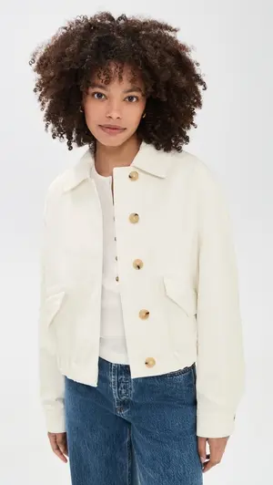 Vince Cotton Bomber Jacket - Chalk
