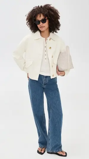 Vince Cotton Bomber Jacket - Chalk