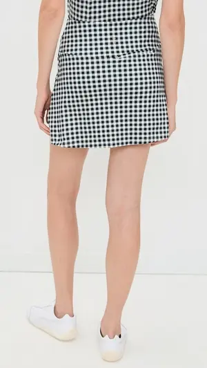 RHONE Gingham Check Sport Skort - Black Gingham