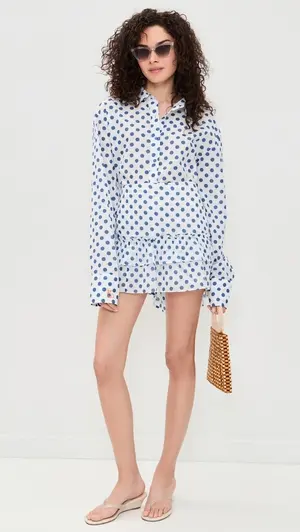 CONIGLIO PALM BEACH Polka-dot Voile Button-down Shirt - Pacific Dot