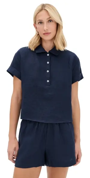 PERFECTWHITETEE Tabitha Linen Button-down Collared T-shirt