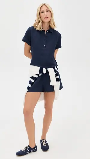 PERFECTWHITETEE Tabitha Linen Button-down Collared T-shirt