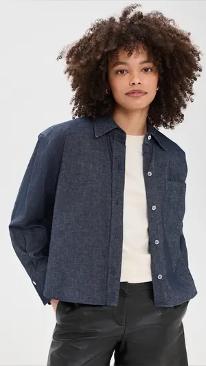 Vince Cropped Long Sleeve Shirt - Indigo