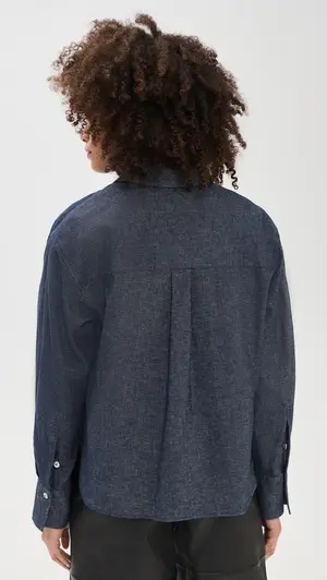 Vince Cropped Long Sleeve Shirt - Indigo