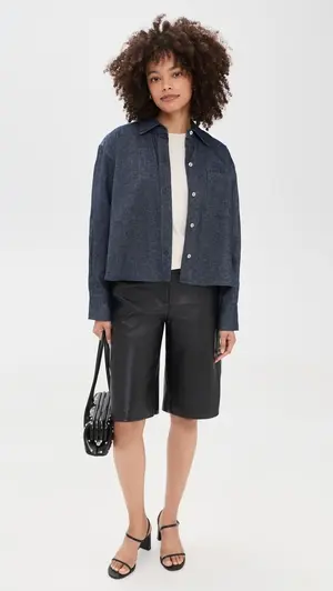 Vince Cropped Long Sleeve Shirt - Indigo