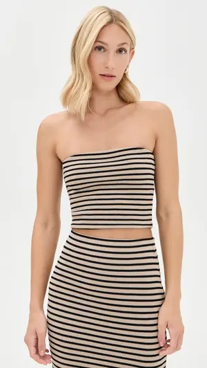 Z Supply Caffari Striped Knit Tube Top - Putty