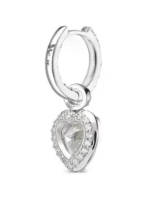 ANABELA CHAN Petite Heart Pendant Hoop Earrings With Diamonds