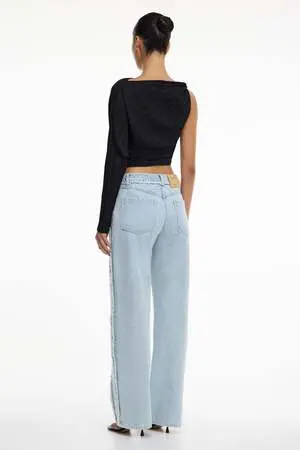 Significant Other Asymmetrical One-shoulder Long Sleeve Top - Black
