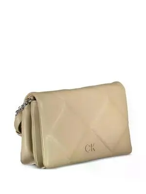 Calvin Klein Quilted Shoulder Bag With Logo Lettering - Neutrals