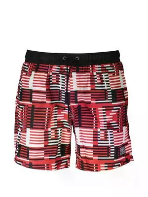 Karl Lagerfeld Geometric-Print Swim Shorts Red