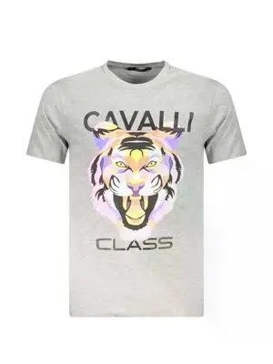 Roberto Cavalli Tiger-print Cotton T-shirt - Grey