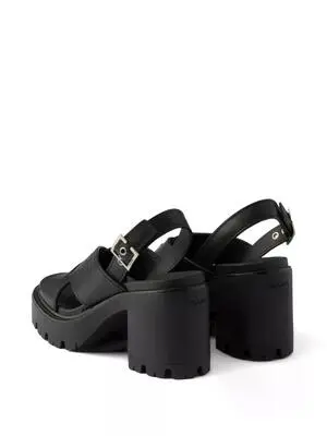 Prada Crisscross Leather Platform Sandals