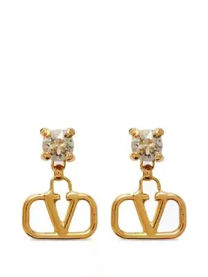 Valentino Garavani Vlogo Signature Crystal Drop Earrings - Gold