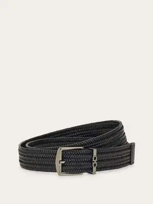 FERRAGAMO Woven Leather Belt - Black