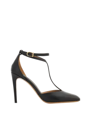 FERRAGAMO T-strap Stiletto Pumps - Black