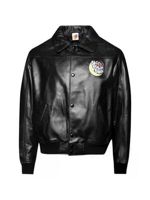 SKY HIGH FARM WORKWEAR Logo Appliqué Leather Jacket