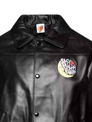 SKY HIGH FARM WORKWEAR Logo Appliqué Leather Jacket