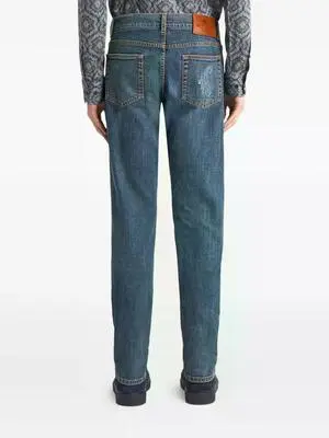 Etro Embroidered Cotton Slim Jeans