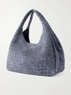 Bottega Veneta Campana Large Intrecciato Suede Shoulder Bag