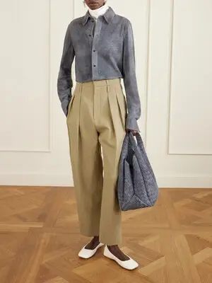 Bottega Veneta Campana Large Intrecciato Suede Shoulder Bag - Blue