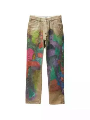 Versace The Femmes" Print High-waisted Straight Leg Jeans - Neutrals