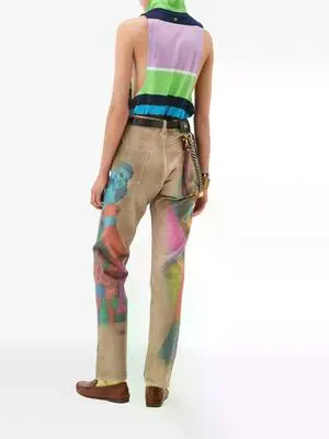 Versace The Femmes" Print High-waisted Straight Leg Jeans - Neutrals