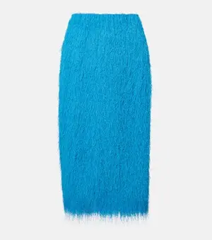 Dries Van Noten Fringed Midi Skirt - Blue