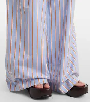 Dries Van Noten Striped Cotton Wide-leg Pants - Blue