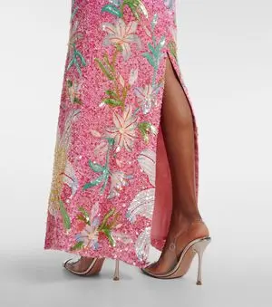 LA FUORI Floral Sequined Gown