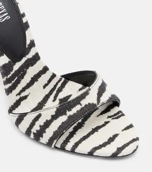 Paris Texas Lidia Zebra-print Canvas Mules - White