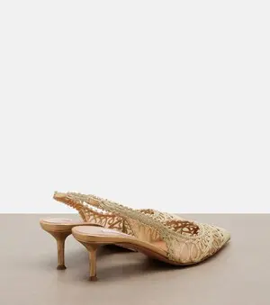 AQUAZZURA Kahlo Raffia Slingback Pumps - Gold