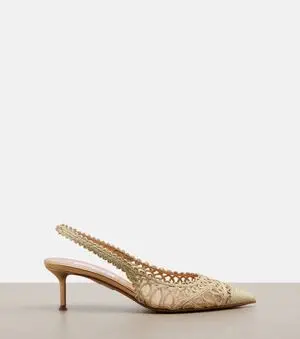 AQUAZZURA Kahlo Raffia Slingback Pumps - Gold
