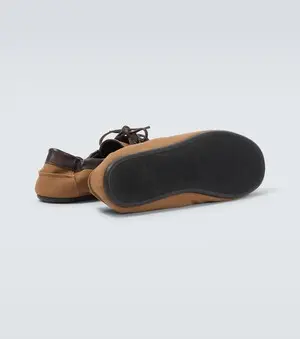 Prada Shuffle Leather-trimmed Canvas Boat Shoes - Brown
