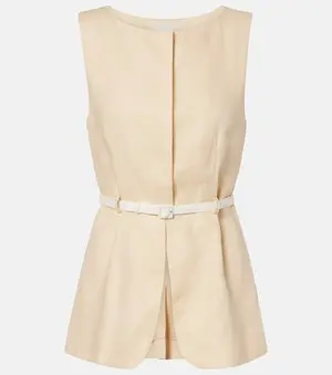 Posse Pamela Belted Linen Vest - Beige