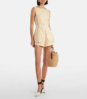 Posse Pamela Belted Linen Vest - Beige