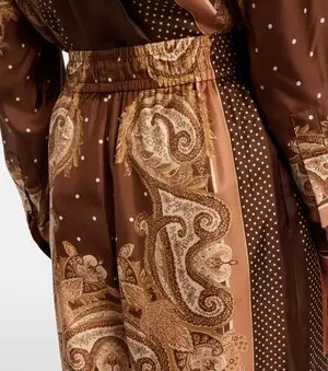Zimmermann Luna Paisley Silk Palazzo Pants - Brown