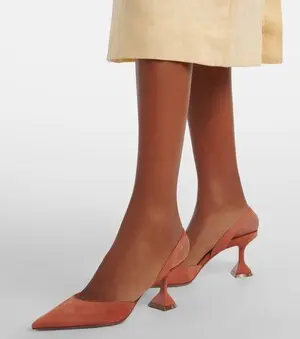Amina Muaddi Holli Suede Slingback Pumps