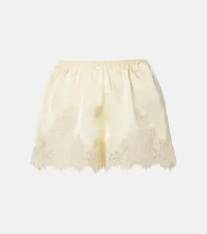 DÔEN Iona Lace-trimmed Silk Shorts - Yellow