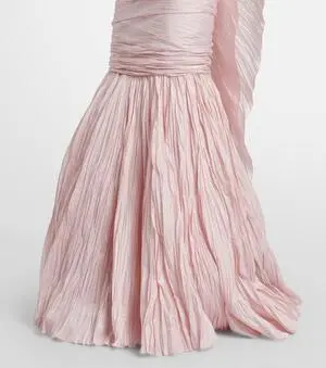 MARMAR HALIM Pleated Taffeta Gown And Cape Set - Pink