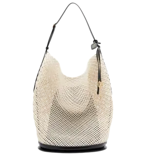 Alaïa Large Leather-trimmed Bucket Bag - Beige