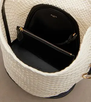 Alaïa Large Leather-trimmed Bucket Bag - Beige