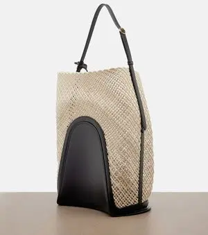 Alaïa Large Leather-trimmed Bucket Bag - Beige