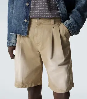 ERL Pleated Cotton Twill Bermuda Shorts